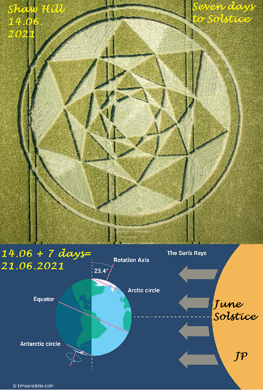 Crop Circle at Shaw Hill, Nr Ludgershall, Wiltshire. Reported 14th June 2021